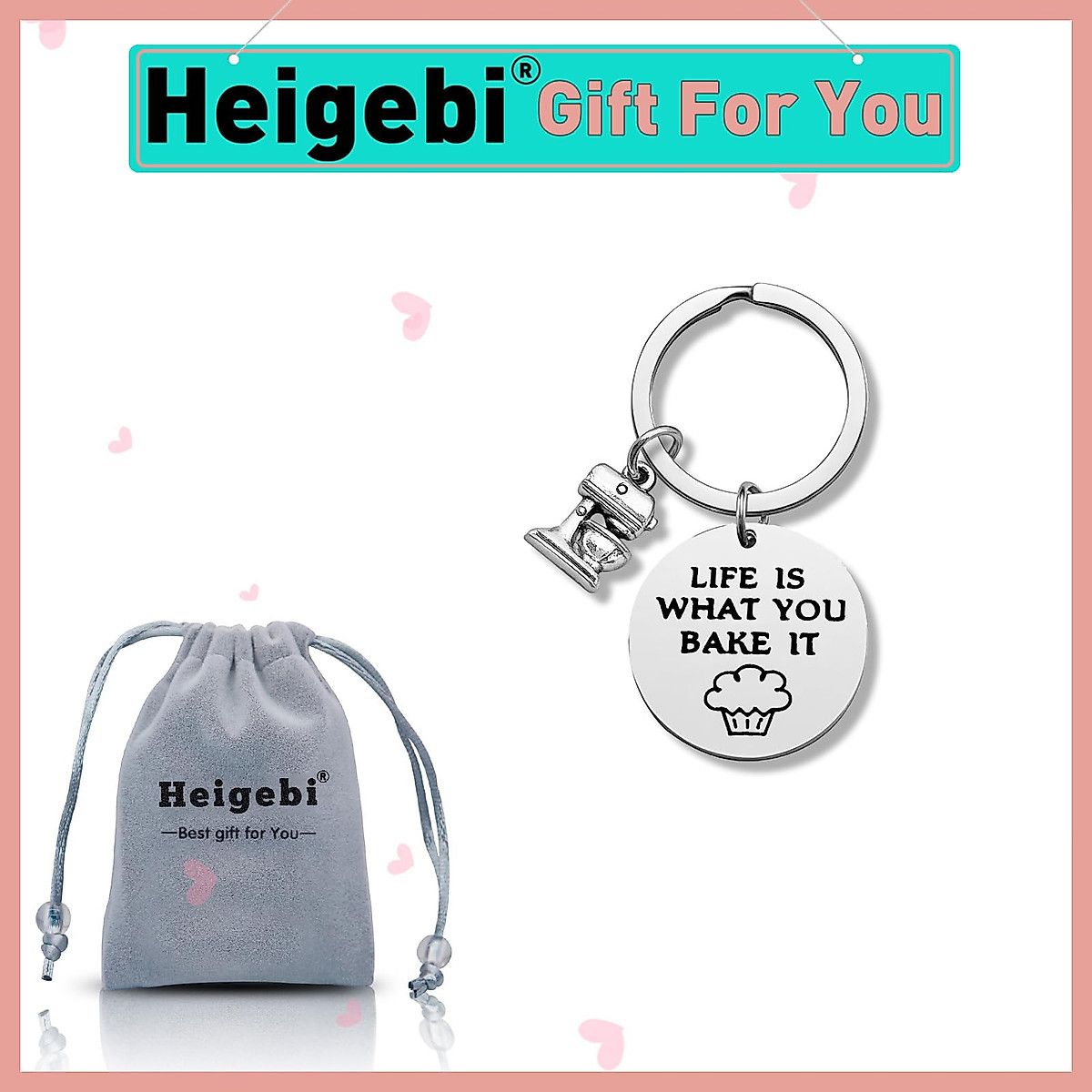 Heigebi Baker Gift Baking Lover Keychain Pastry Chef Gifts for Women Men Baker Keyring Jewelry Culinary Student Culinary School Graduation Gift Thanksgiving Day Christmas Birthday Present