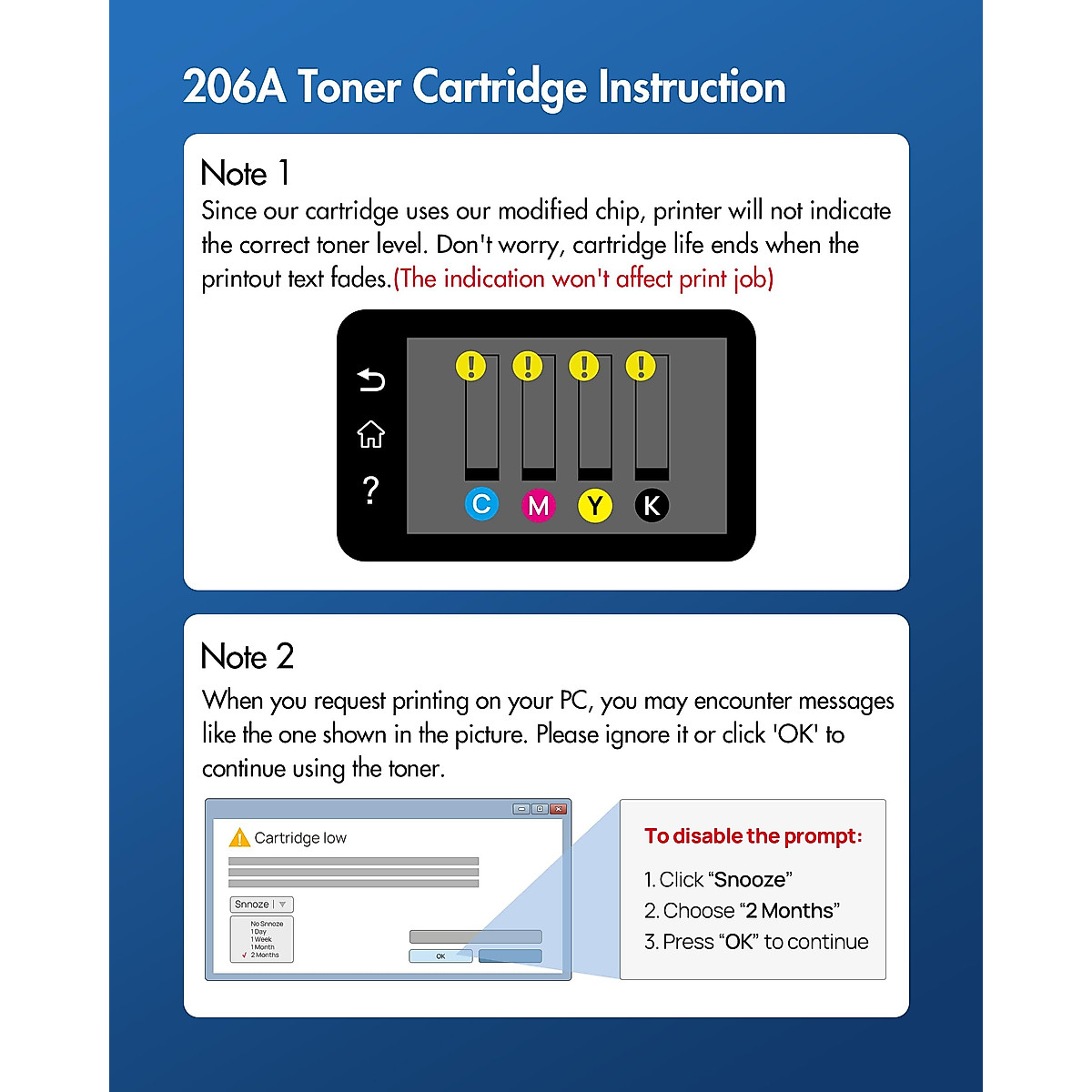 OLORVA 206A Toner Cartridge 4 Pack | Toner Cartridge Replacement for HP 206A 206X Compatible with HP Color Laserjet Pro MFP M283fdw M283cdw M255dw, Color Pro MFP M283 M255 Series | W2110A
