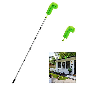 Dolymoly Gutter Cleaning Brush, 8.5Ft Gutter Cleaning Tools from Ground Gutter Cleaning Pole, Roofing Tool Rain Gutter Guard Cleaner Tool, Easy Remove Leaves and Debris from The Ground (2 Brush Heads)