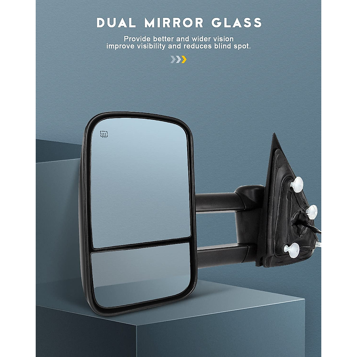 OCPTY Rearview Mirrors, Power Heated Towing Mirrors for 2014-2018 for Chevy Silverado 2014-2018 for GMC Sierra with Black Housing