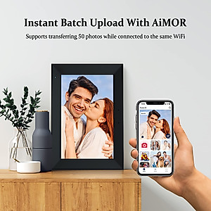Digital Picture Frame 10.1 Inch Smart WiFi Digital Photo Frame IPS HD Touch Screen Video Call Photo Frame with 16GB Storage, Auto-Rotate, Easy Setup to Share Photos or Videos Remotely via AiMOR APP