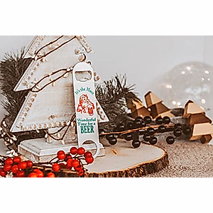 Stocking Stuffer for Men Christmas Beer Bottle Opener Santa Can Cooler Set White Elephant Gift Idea (Bottle Opener)