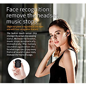 Bluedio Wireless Headphones with Face Recognition Feature, True Wireless Earbuds Bluetooth V5.0 Wireless Earphones Sports Running Headset with Charging Case Built-in Mic (Hurricane-HI Black)