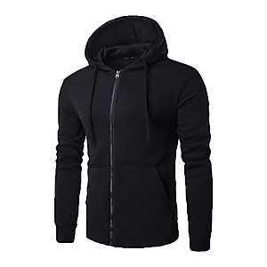 HAOREEKZ Hoodies For Men Fashion Casual Zip Up Hooded Sweatshirt Loose Slim Fit Long Sleeve Solid Color Sport Jacket Coats With Pockets Men's Fashion Hoodies & Sweatshirts(Black,X-Large)