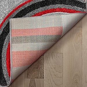 Well Woven Ruby Galaxy Waves Contemporary Runner 60010 Area Rug, 1'8" x 7'0", Grey/Red