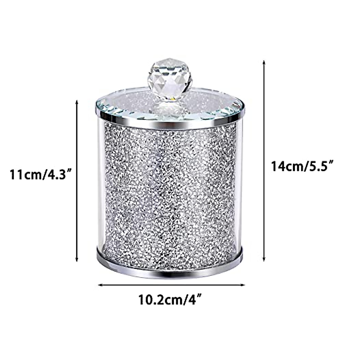 JUXYES Sparkle Glass Crushed Diamonds Canister for Sugar Coffee Tea, Luxurious Diamond Style Storage Containers Sets with Lids Decorative Storage Jar for Kitchen Counter Dining Room