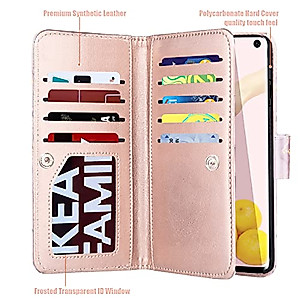 Fingic for Galaxy S10e Case, Samsung S10e Case Wallet, Rose Gold Marble 9 Card Holder PU Leather Detachable Wrist Strap Wallet Case for Women Cover for Samsung Galaxy S10E, Rose Gold