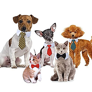 7 Striped Tie, Velcro Tie, Adjustable Pet Bow Ties ，Formal Classy Tuxedo Bow Ties，Multiple Colors to Choose Suitable for Pet Birthday, Party, Wedding, ，Surprise for Kittens and Puppies