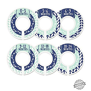 Modish Labels Baby Clothes Size Dividers, Baby Closet Organizers, Closet Size Dividers, Baby Closet Organizers, Clothes Organizer, Neutral, Boy, Woodland, Arrows, Nordic, Boho, Navy Blue, Mint (Baby)