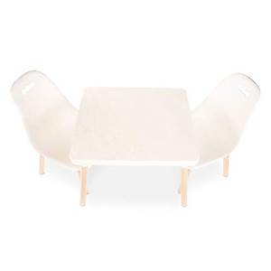 B. BX1865C1Z Spaces Set – 1 Craft Table & 2 Chairs – Natural Wooden Legs – Furniture for Kids – Ivory – 3 Years