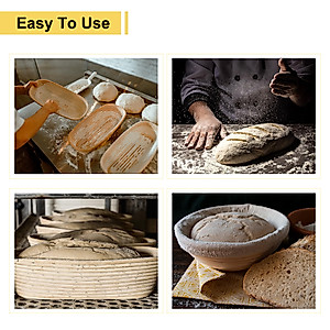 Geetery Set of 12 Proofing Basket, 10 Inch Round Oval Cane Bread Proofing Baskets with Sourdough Bread Baking Supplies, Making Kit for Dough Baking