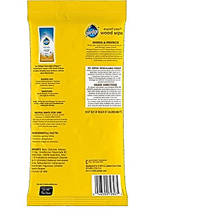 Pledge Expert Care Wood Wipes, Shines and Protects, Removes Fingerprints, Lemon Scent, 24 Count (Pack of 1)