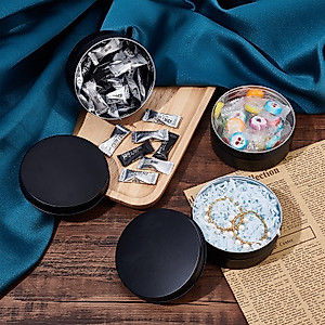 BENECREAT 5 Packs 8oz Matte Large Black Aluminum Tin Can Round Metal Tins with Screw Lid for Spices, Candies Tea and Chrismas Treat