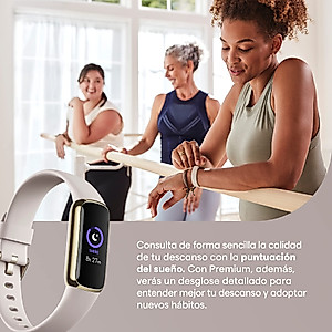 Fitbit Luxe Fitness and Wellness Tracker with Stress Management, Sleep Tracking and 24/7 Heart Rate, One Size S L Bands Included, Lunar White/Soft Gold Stainless Steel, 1 Count (Renewed)