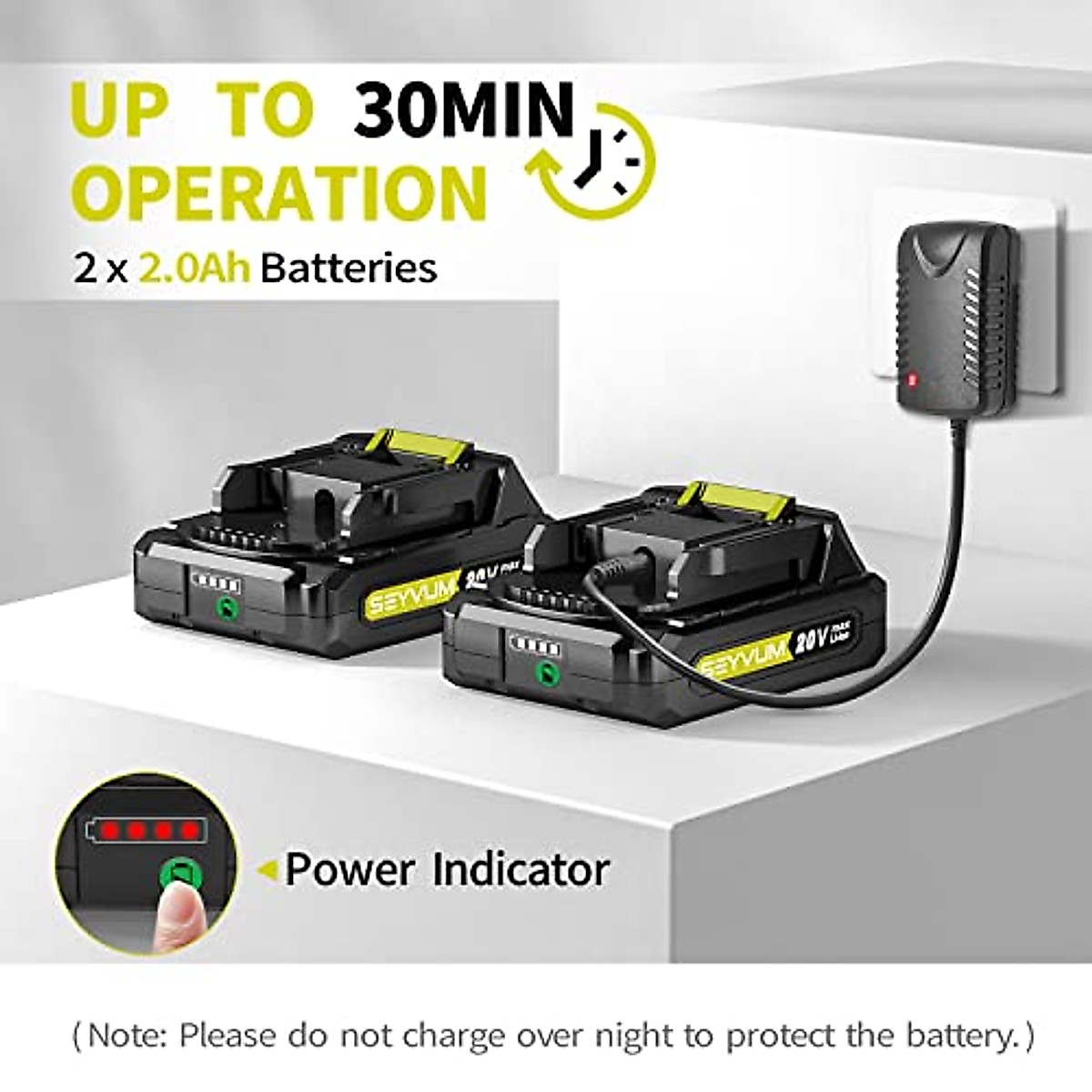 SEYVUM Leaf Blower - 320CFM 150MPH 20V Leaf Blower Cordless with 2 X 2.0 Battery & Charger, Electric Leaf Blower for Lawn Care, Battery Powered Leaf Blower Lightweight for Snow Blowing & Yard Cleaning