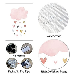 Sun Rainbow Canvas Wall Art Nursery Pink Rainbow Print Sun and Rainbow Nursery Wall Art Sun and Clouds Painting Light Pink Rainbow and Sun Art Nordic Pictures Girls Room Decor 12x16inch X3pcs No Frame