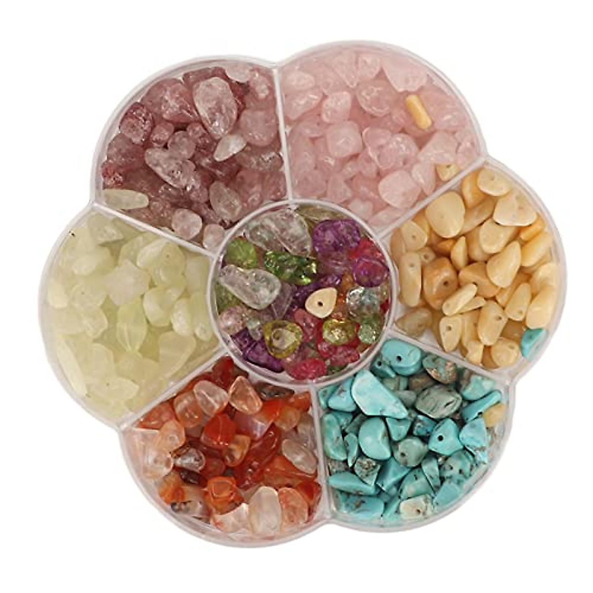 HERCHR Crystal Beads for Ring Making, Crystals Gemstone Beads for Jewelry Making, 7 Colors Crystal Ring Making Kit with Plastic Box for Jewelry Ring, Bracelets, Earring Making Supplies