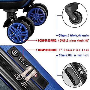DON PEREGRINO Carry on Luggage 22x14x9 Airline Approved Suitcase with TSA Lock & USB Charger, Hardside Carry on Suitcase with 4 Double Wheels, 5.7lb Lightweight Maletas de Viaje