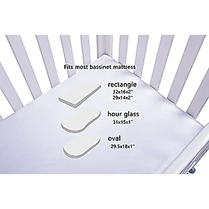 Satin Bassinet Sheet Set 2 Pack Ultra Soft Silk Fit for Rectangle, Hourglass, Oval Bassinet Mattress Protect for Baby Hair and Skin Cradle or Bassinet Sheets, Pink & White