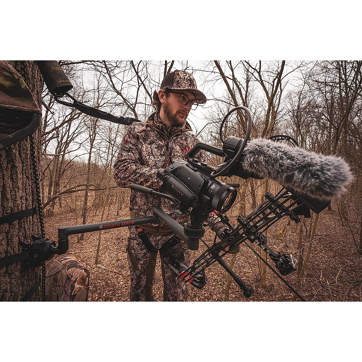 Fourth Arrow Stiff Arm Camera Arm Mount for Trees, Lightweight, Aluminum, 360 Tool-Less Leveling, Stable Bracket for Filming Hunts, Wide Range of Motion