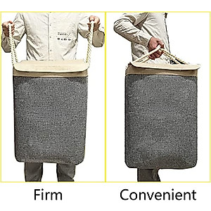 Laundry Basket with Lid & Inner Liner Bag Collapsible Stand Large Hamper for Bedroom Bathroom Dorm, Toys Clothing Organization 76L (Grey)