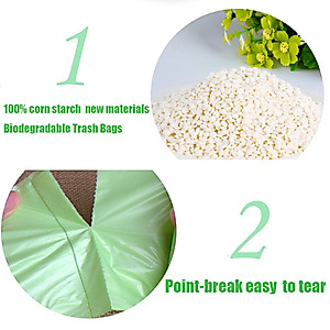 Trash Bags Biodegradable, Strong Rubbish Bags, Trash bags Recycling & Degradable Garbage Bags, Compostable Bags (Green, 13 Gallon)