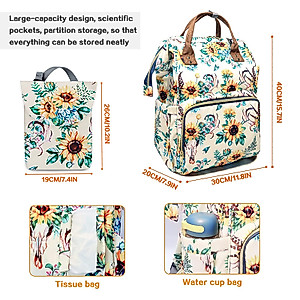 LIMHOO 4 in 1 Diaper Bag Backpack Set for Baby Girls Mom Large Capacity Waterproof Baby Care Bag Multi-Function Nappy Bag (Floral)