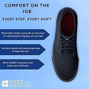 Shoes for Crews Cabbie II, Unisex Slip Resistant Work Shoes, Black, Size 10.5/12