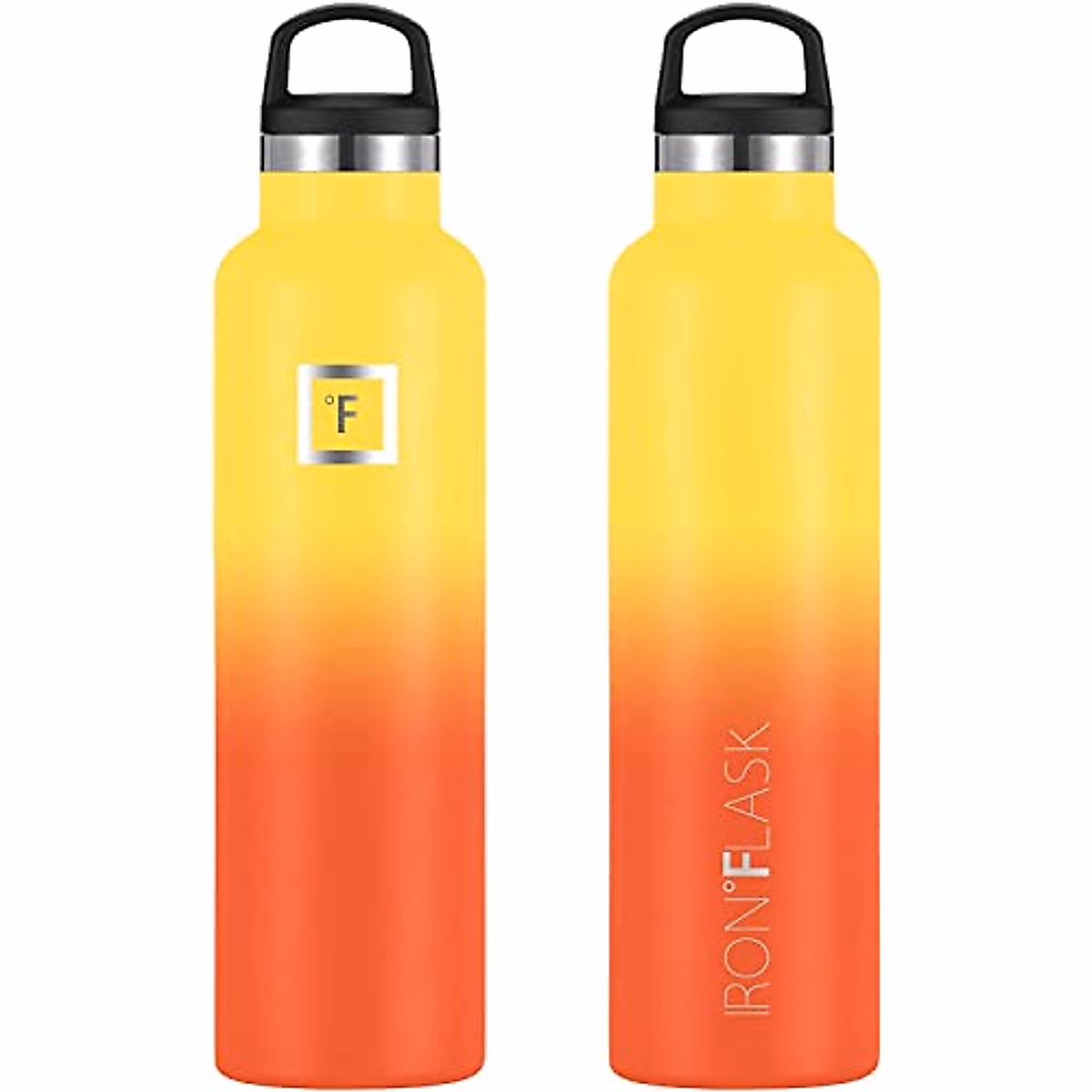 IRON °FLASK Sports Water Bottle - 24 Oz, 3 Lids (Spout Lid), Leak Proof, Vacuum Insulated Stainless Steel, Hot Cold, Double Walled, Thermo Mug, Standard Metal Canteen