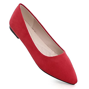 ZTWUTANG Stunner Women Cute Slip-On Ballet Shoes Soft Solid Classic Pointed Toe Flats P Red 41(8.5)