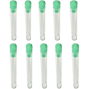 10Pcs 7x100mm Test Tubes with Green Caps Clear Plastic Test Tubes Set for Halloween, Christamas, Scientific Themed Kids Birthday Party Supplies, Daily Storage Home Storage Box Sealed Bottle.
