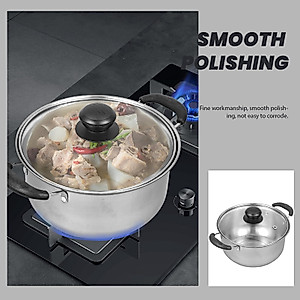 CALLARON Stainless Steel Stockpot 7x3.3inch Soup Pot with Cover Cooking Stock Pot Multi-functional Cookware Metal Food Stockpots for Kitchen