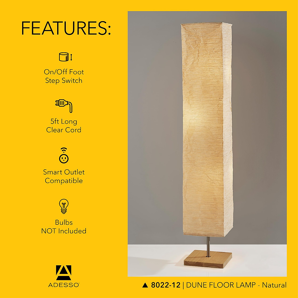 Adesso Home 8022-12 Transitional Three Light Floor Lamp from Dune Collection in Pwt, Nckl, B/S, Slvr. Finish, Beige