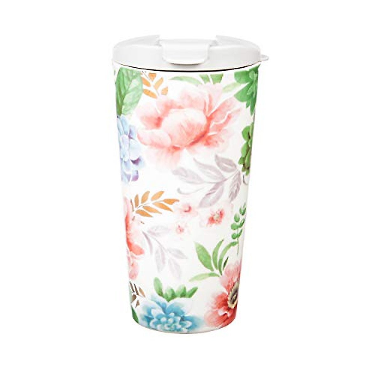 Cypress Home Fresh Succulents Ceramic Travel Cup - 5 x 7 x 4 Inches