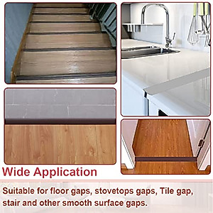 Floor Transition Strip Rubber Threshold Strip Floor Cover Strips Self Adhesive Vinyl Floor Flat Divider Strip Carpet to Tile Transition Strip Carpet Trim (3.28Feet, Brown)