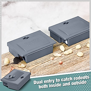 24 Pcs Mice Bait Station with Key Small Bait Station Traps Reusable Mouse Traps Outdoor Smart Tamper Proof Cage House Small Bait Boxes for Mice and Other Pests (Grey)