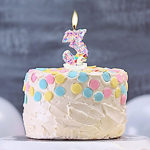 CasaPopz Unicorn Birthday Number Candles for Cake, Pink Number 5 Candle, Fun Glitter Unicorn Cake Topper, Birthday Decorations Cupcake Topper for Party Supplies