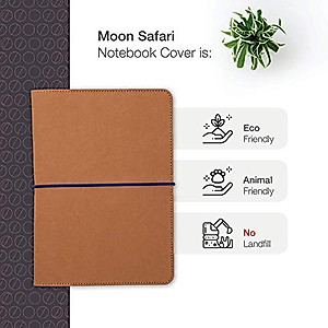 Moonsafari A5 Reusable Notebook Cover & Rocketbook Cover Smart Business Notebook Cover for Everlast, Fusion, Wave, Moleskin and More with Pen Loop & Business Card Holder - Black,A5/Executive 8.8" x 6"