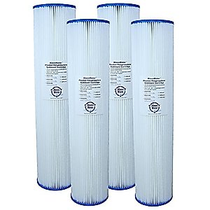 KleenWater KW4520BR Pleated Dirt Rust Sediment Replacement Water Filter Cartridge, 4.5 x 20 Inch, 50 Micron, Made in USA, Set of 4