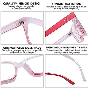 Hycredi Classic Square Eyewear Non-prescription Clear Lens glasses for Women Men Thick Square Frame Eyeglasses-Red