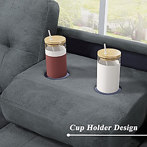 Merax L Shaped Sectional Sofas 3-Seat Sofa Sets Sectional Sofa Couches with Reversible Chaise Lounge, Cup Holders and Storage Ottoman for Living Room Furniture (Grey)