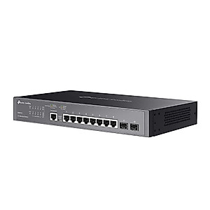 TP-Link 8 Port Gigabit Switch | L2 Managed w/ Console Port | 2 SFP Slots | Rackmount | Limited Lifetime Protection | Support L2/L3/L4 QoS, IGMP and LAG | IPv6 and Static Routing (T2500G-10TS)