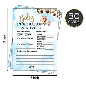 Baby Predictions & Advice Baby Shower, Little Bear Neutral Newborn Guessing Game , New Parent Message Advice Book Mommy Daddy to Be Keepsake Party Favor Supplies Decoration -30 Game Cards(bb012-yx17)