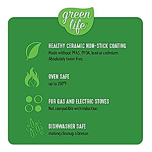GreenLife Pro Hard Anodized Healthy Ceramic Nonstick, 12" Frying Pan Skillet, PFAS-Free, Dishwasher Safe, Oven Safe, Grey