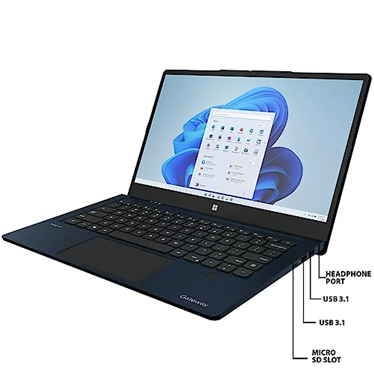 Gateway Ultra Slim Notebook, 14.1" FHD Touchscreen Display, Intel Core i5-1235U Up to 4.40 GHz, 8GB RAM, 1TB SSD, Fingerprint Scanner, Tuned by THX Audio, 2MP Camera, USB-C, HDMI, Win 11 Pro, Blue