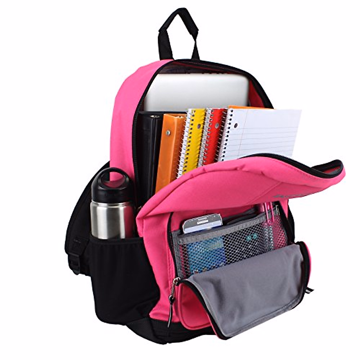 Eastsport Classic Backpack with Inner Tech Pocket, Bottom Shoe Compartment and Drawstring Bag, Pink
