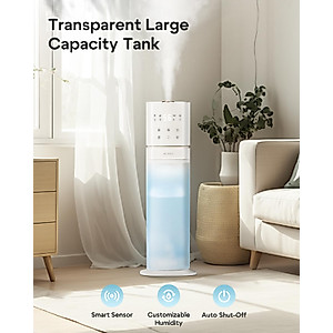 AILINKE Humidifier Large Room, 2.1Gal/8L Humidifiers for Bedroom with Extended Tube, Large Humidifiers 1000 sq.ft. Whole House Cool Mist Humidifier with Night Light, School/Office/Warehouse, White