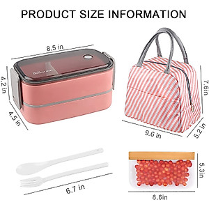 NatraProw Bento Box For Adults BPA-Free Leak Proof 3 Compartments Lunch Box Kit With Detachable Divider, Lunch Bag, Stackable Lunch Containers Pink Bento Box With Utensils (pink)