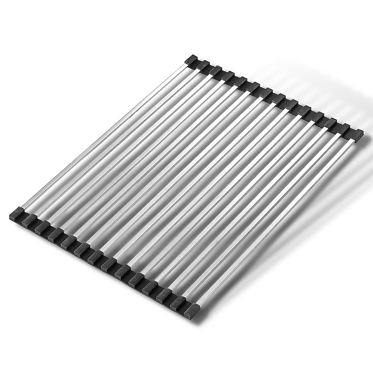 Happy Sinks Roll Up Dish Drying Rack - Foldable Stainless Design for Maximizing Kitchen Space - Over Sink Rack - Stainless Steel Over Sink Dish Drainer 18.1" x 12.6" - Drying Rack Kitchen (Steel)