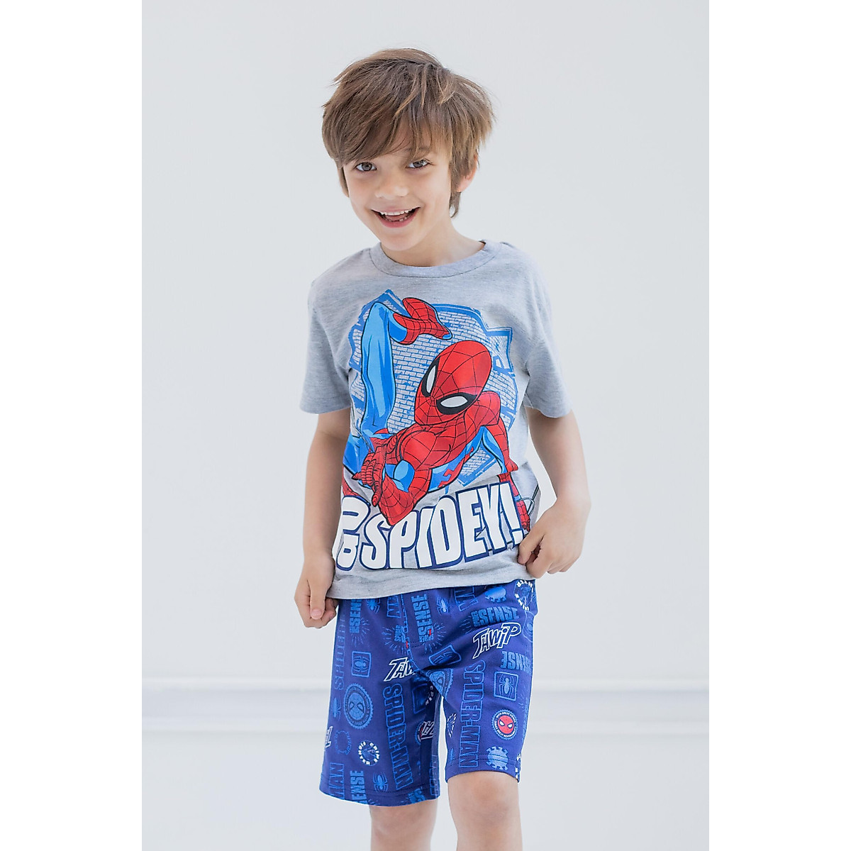 Marvel Spider-Man Toddler Boys T-Shirt and Shorts Outfit Set Gray/Blue 4T